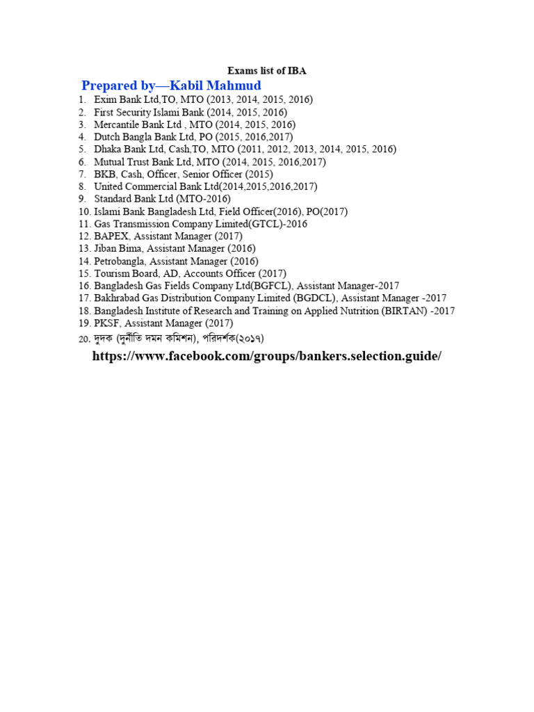 Exams List of IBA | PDF | Business