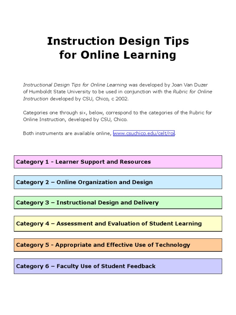 Instructional Design Tips For Online Learning | PDF | Instructional ...