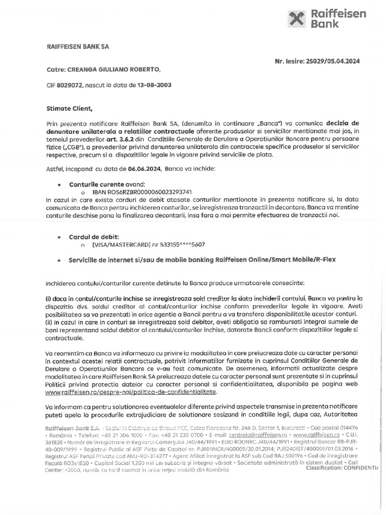 Notificare Inchidere Relatie 3 | PDF