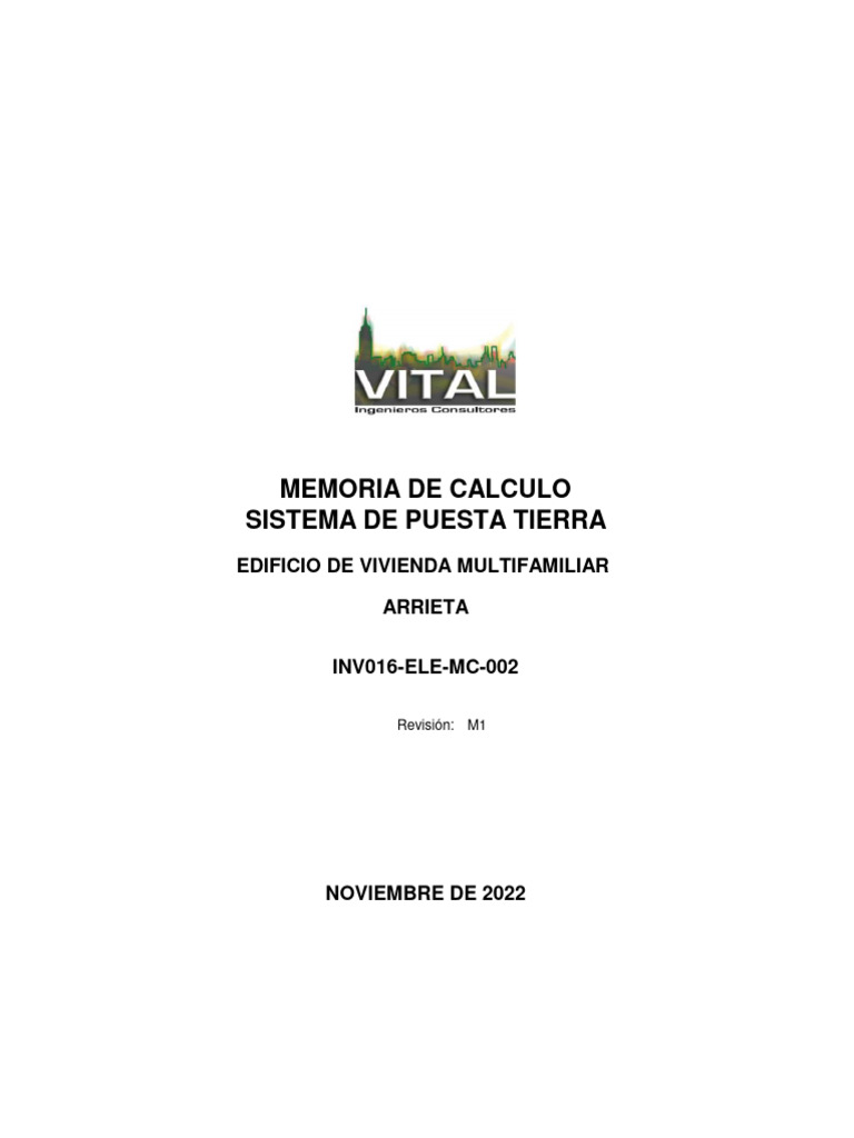 INV016-ELE-MC-002-M1 Sistema de Puesta a Tierra | PDF | Resistencia Eléctrica y Conductancia ...