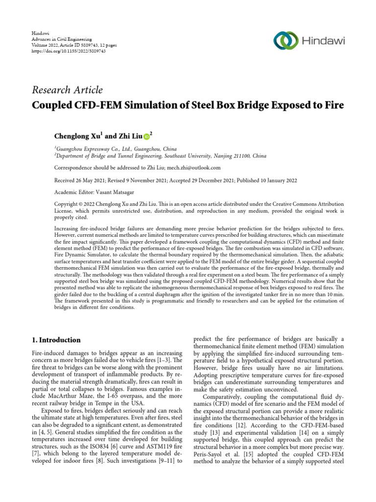 Coupled CFD-FEM Simulation of Steel Box Bridge Exposed To Fire | PDF | Computational Fluid ...