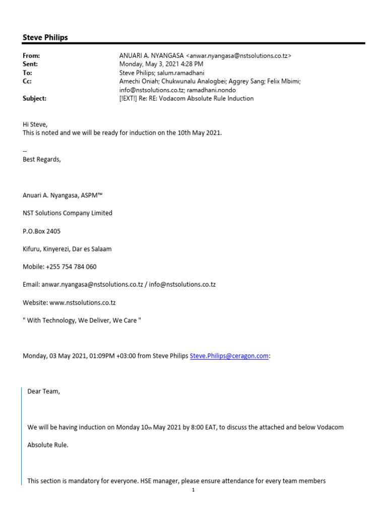 Vodacom Induction Meeting Notice | PDF | Career & Growth