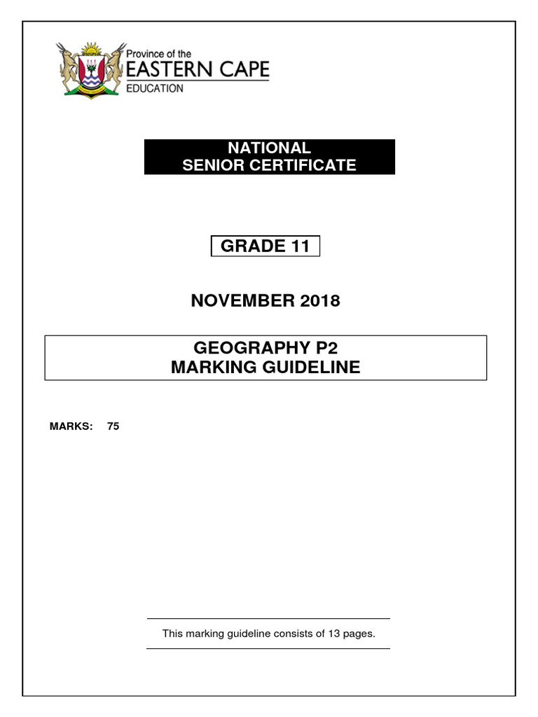 Geography p2 Memo Gr11 Nov 2018 - English | PDF | Topography | Area