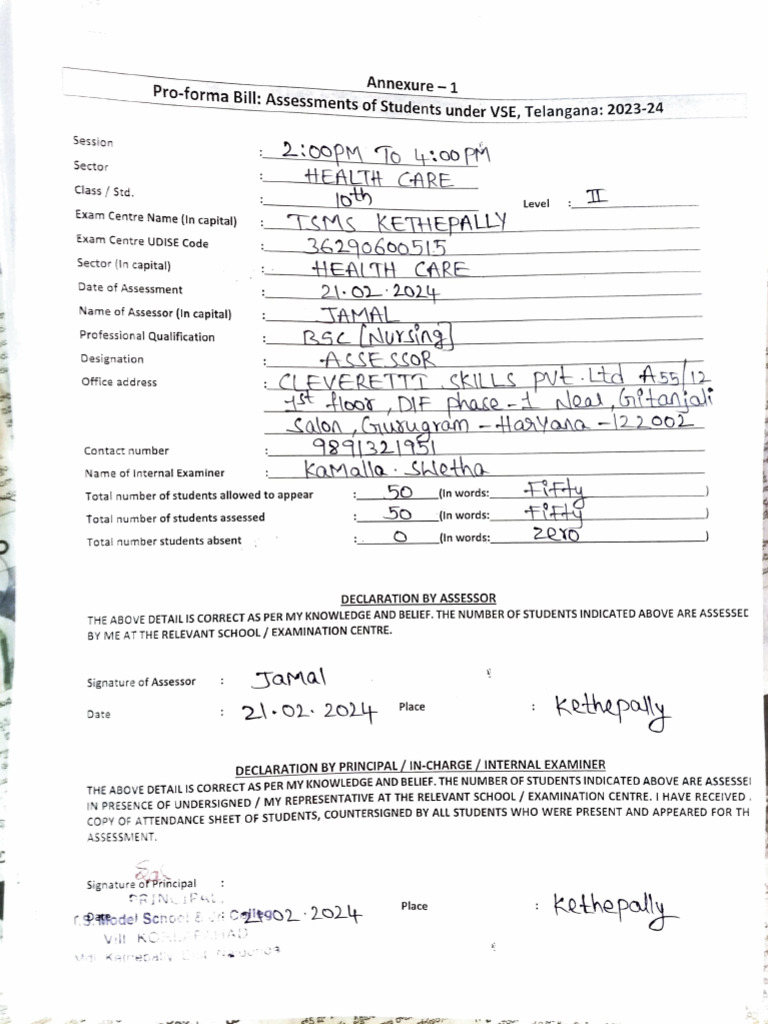 TSMS Kethapally L2 Practical Jamal | PDF
