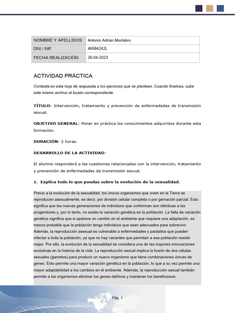 Actividad Practica 1 Antonio Adrian Montalvo 46584242L | Descargar gratis PDF | Infección ...