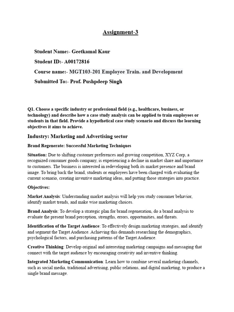 Assignment 3 Emp Training Pdf Marketing Target Audience