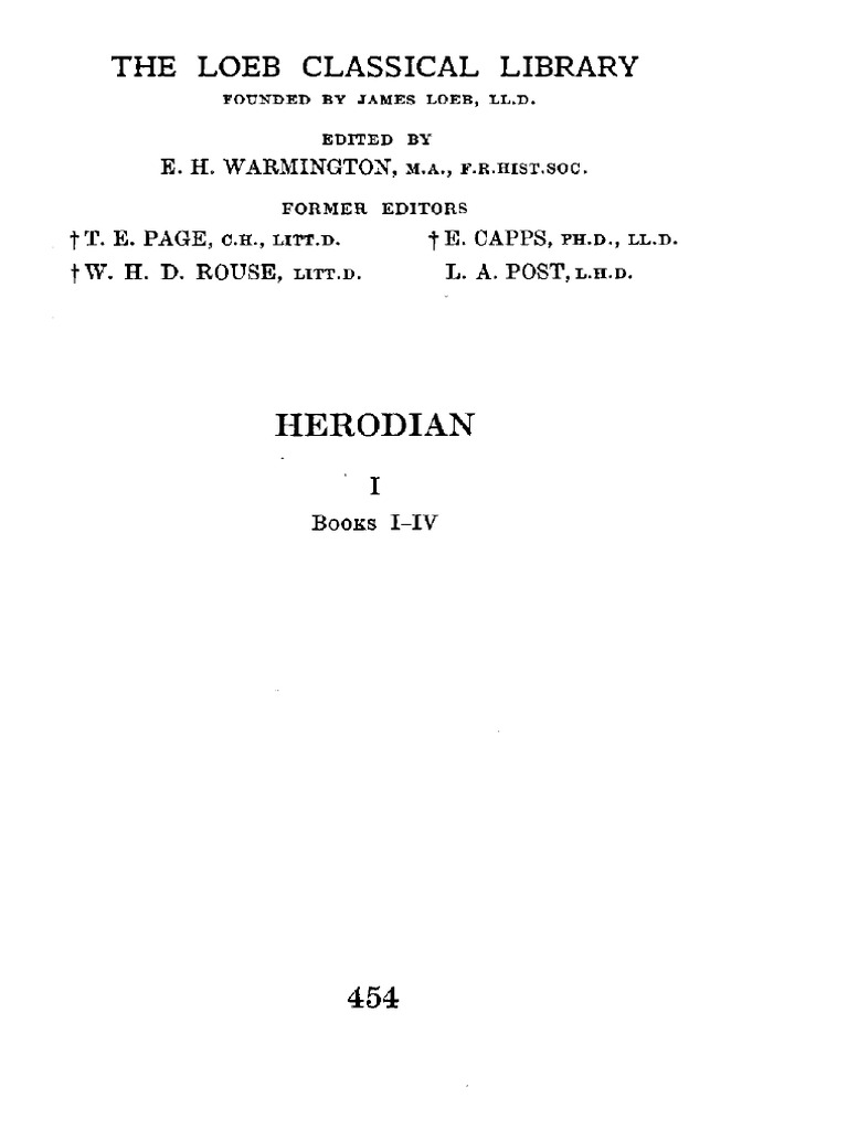(Loeb Classical Library 454) Herodian, C. R. Whittaker - History of The ...