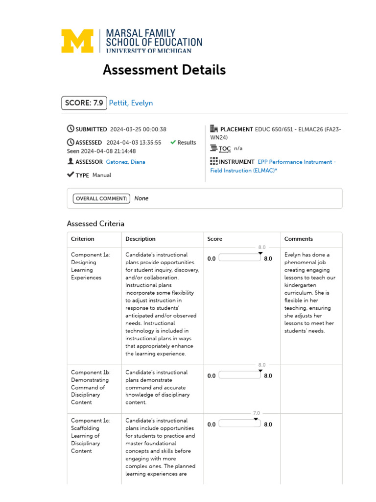 Assessment Details MT | PDF | Learning | Liberal Arts Education