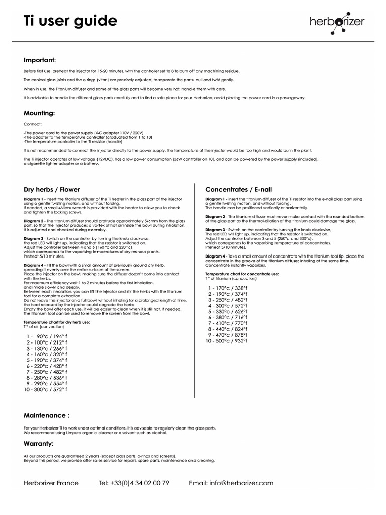 Herborizer Ti User Guide | PDF