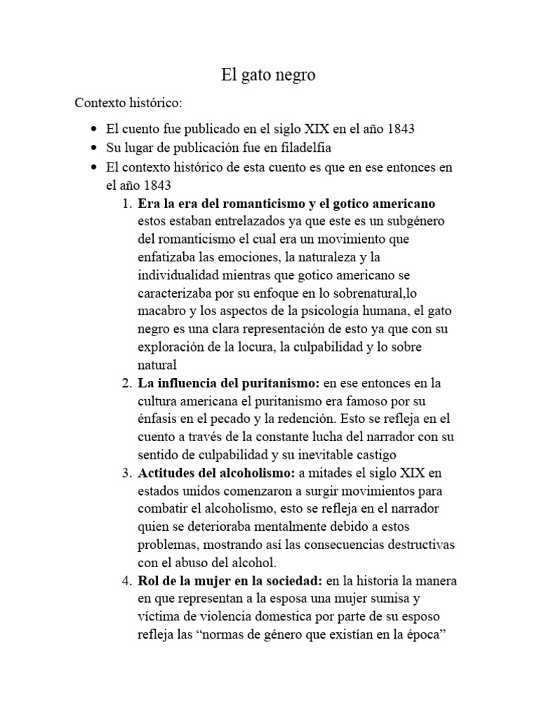 El Gato Negro | PDF | Edgar Allan Poe | Cuentos