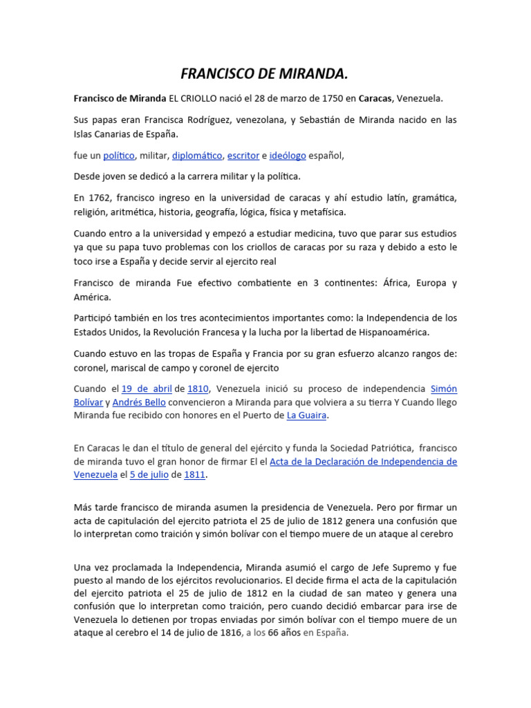 Francisco de Miranda | PDF