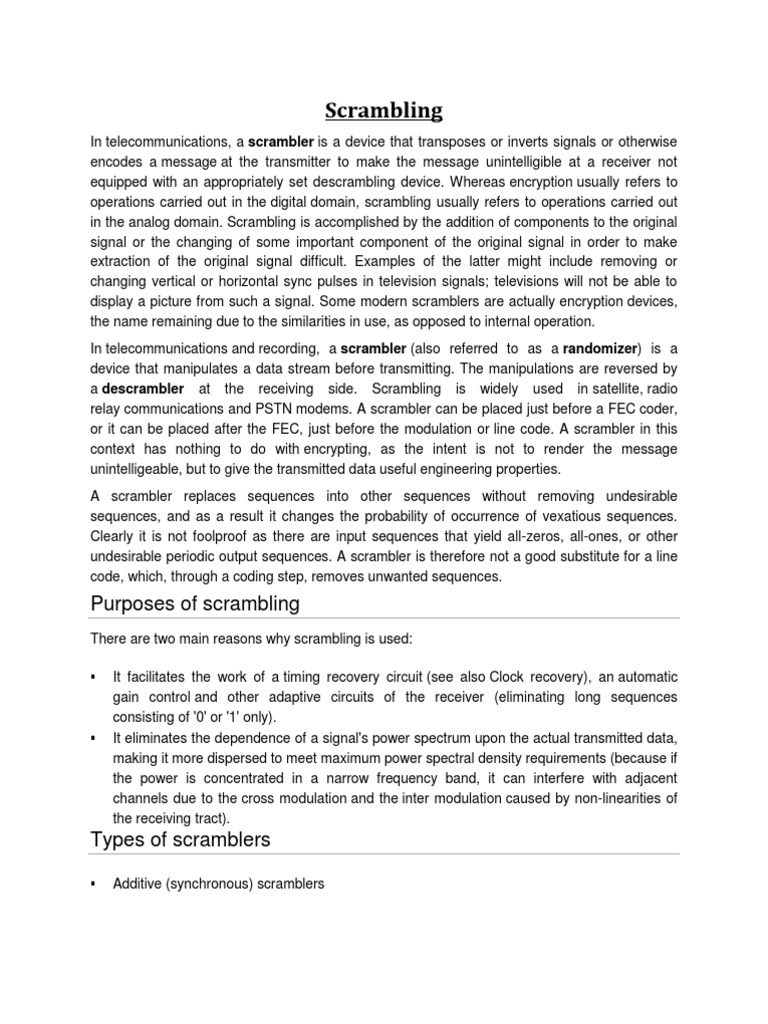 Scrambling | PDF | Telecommunications Engineering | Electrical Engineering