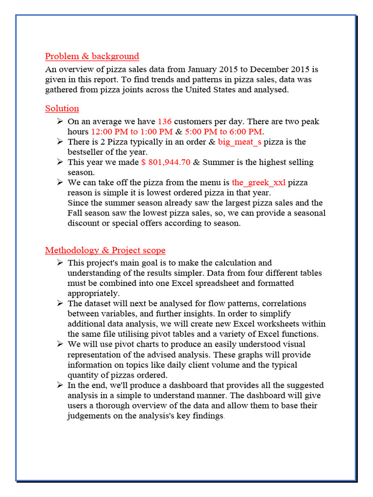 Pizza Sales | PDF | Microsoft Excel | Data