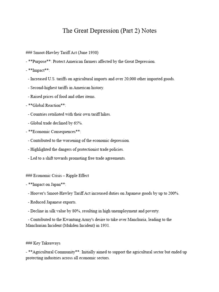 The Great Depression Part 2 Notes | PDF | Finance & Money Management ...