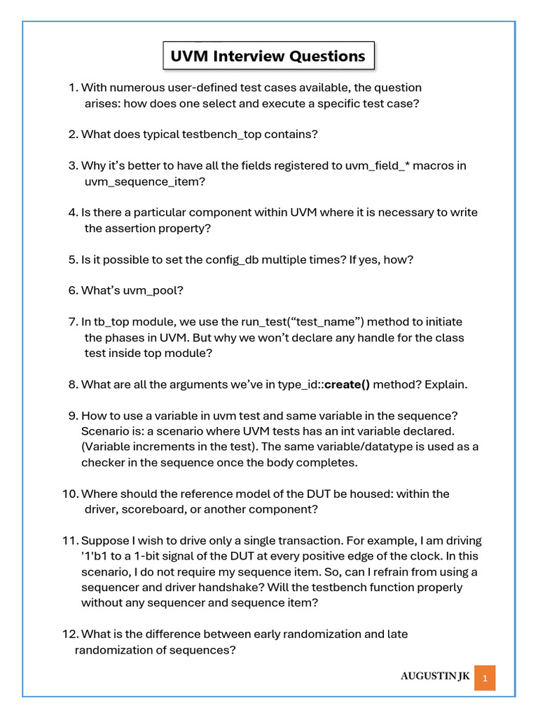 UVM Interview Scenario Qns | PDF | Computer Engineering | Software Development