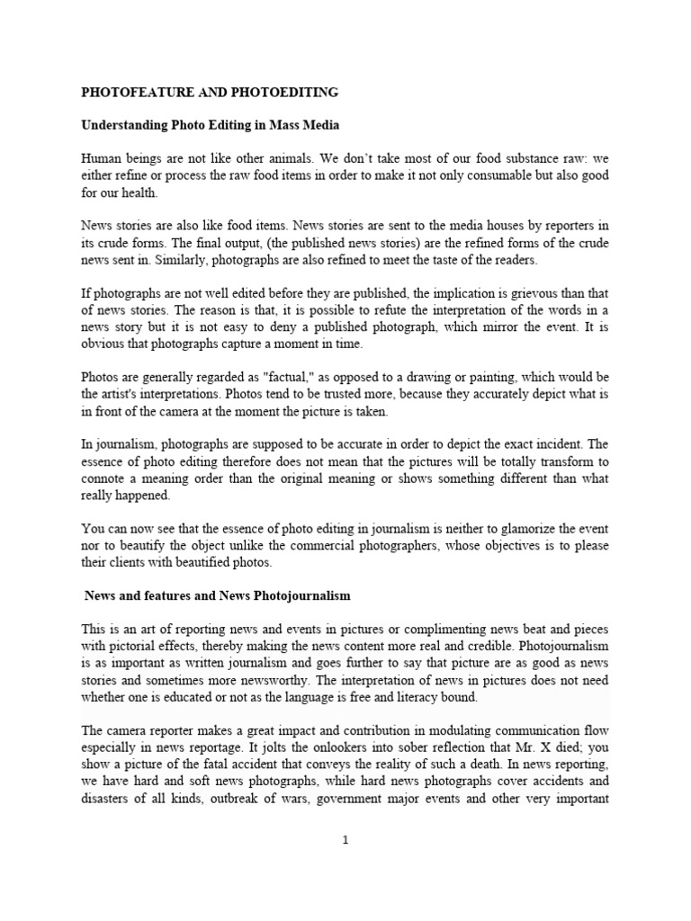 Photo Editing | PDF | Essays | Camera