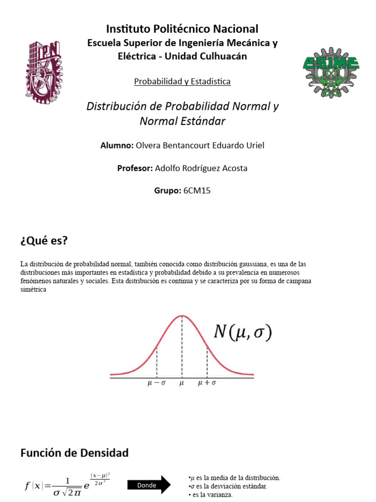 Distribución de Probabilidad Normal y Normal Estandar | Descargar ...