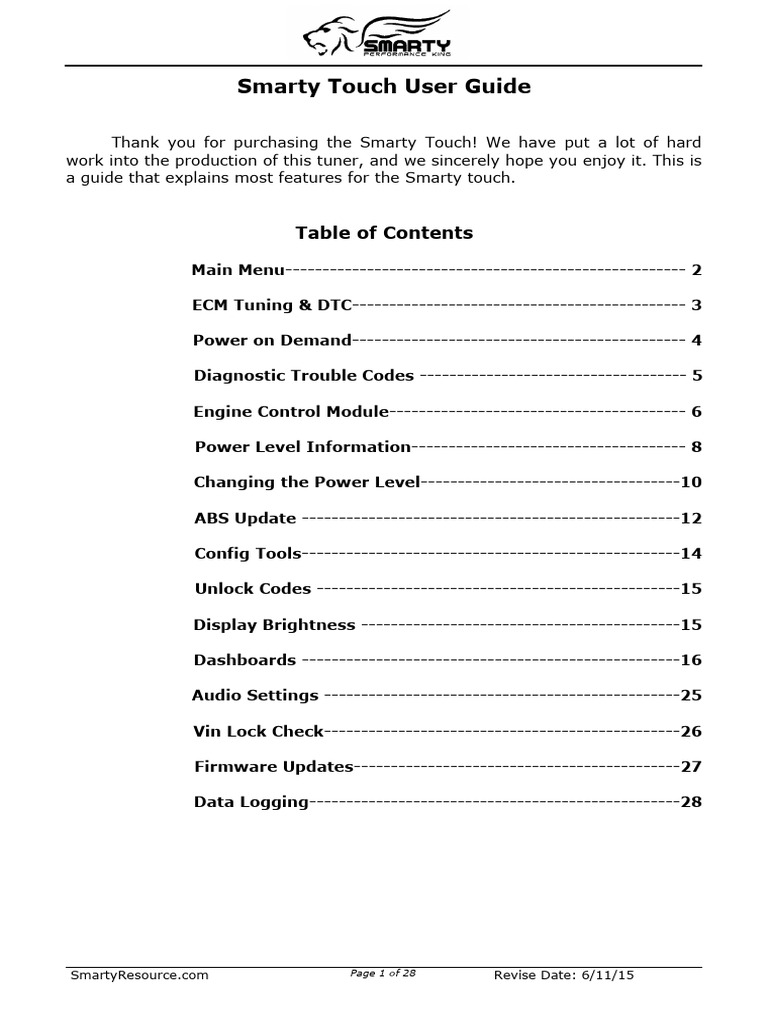 Smarty Touch Comprehensive Guidebackup | PDF | Menu (Computing) | Horsepower