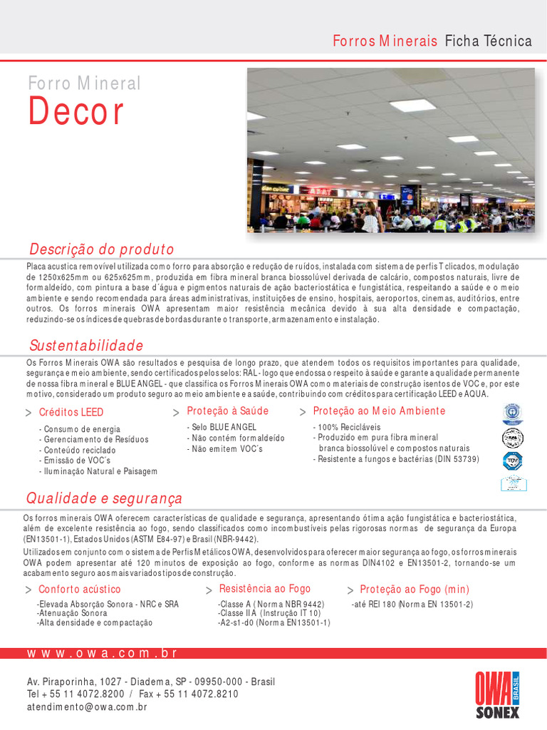 Forro Mineral Decor OWA | PDF | Minerais | Reciclagem