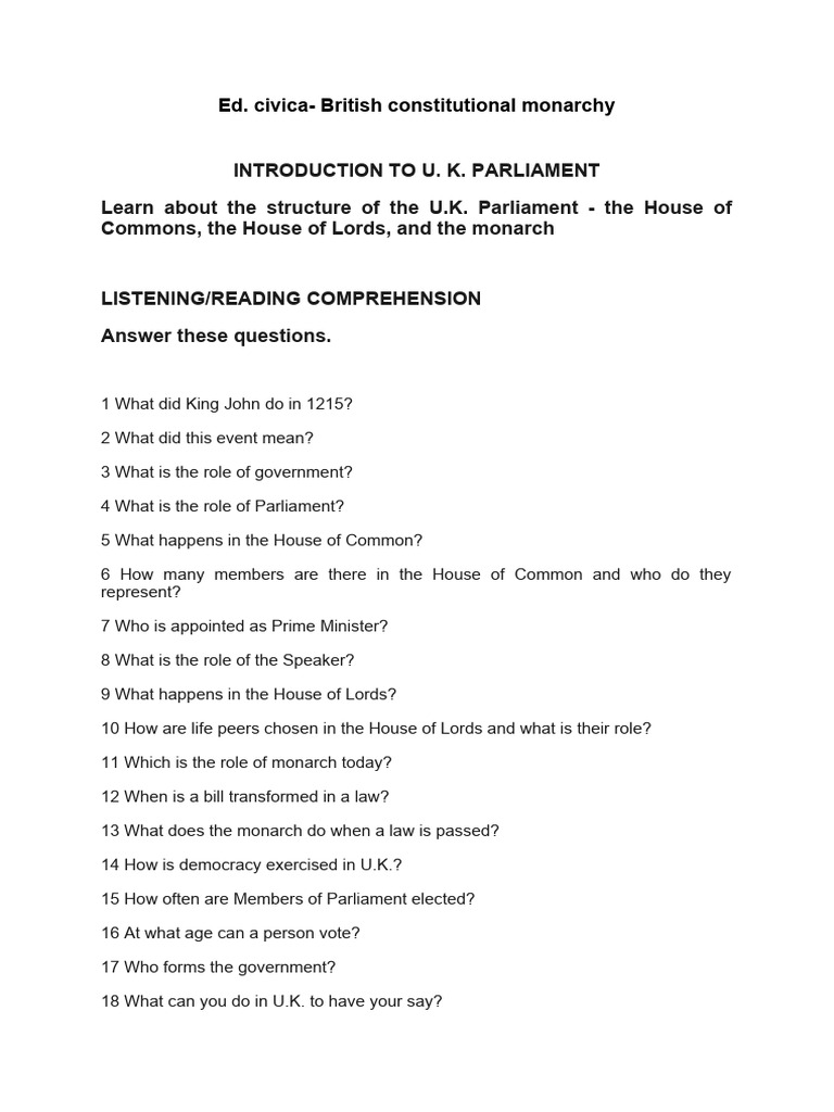 Understanding the U.K. Parliament Structure | PDF | Politics