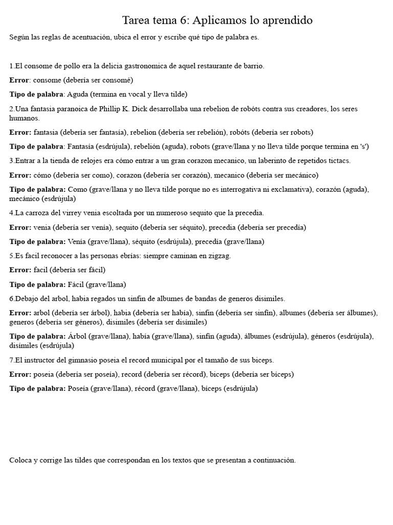 Tarea Tema 6 | PDF | Estrés (lingüística) | Fonología
