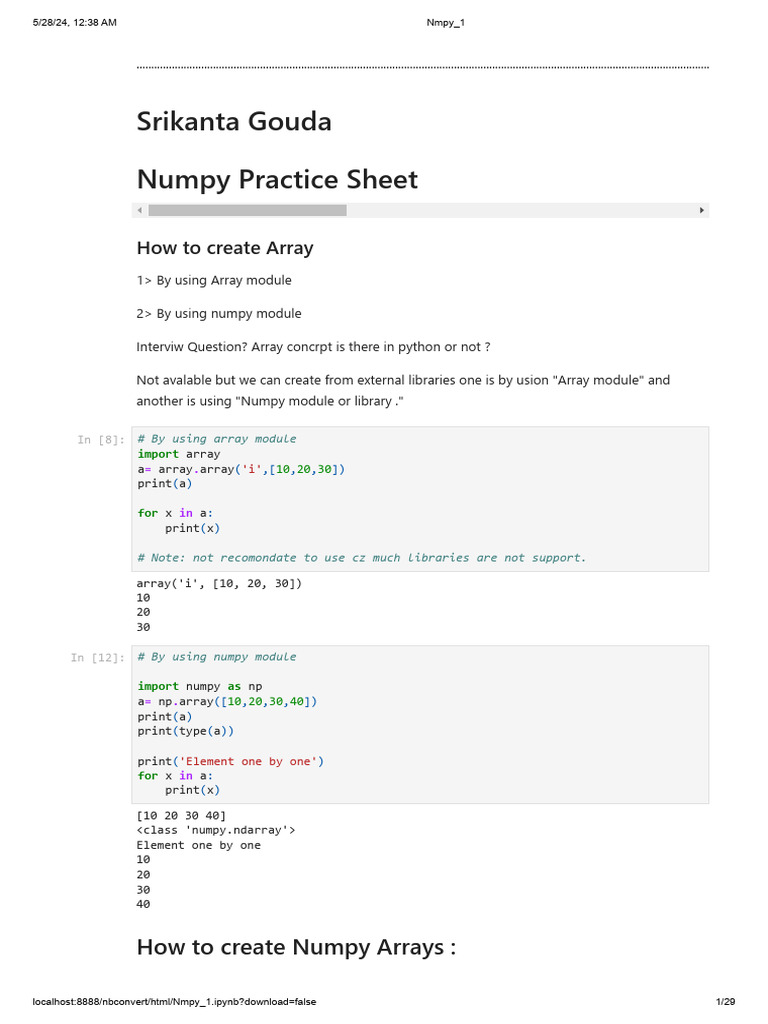 Nmpy - 1 - Data Science | PDF | Computer Data | Software Engineering