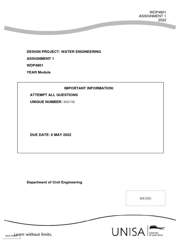 Assignment 1 - WDP4801 - 2022 | PDF | Dam | Spillway