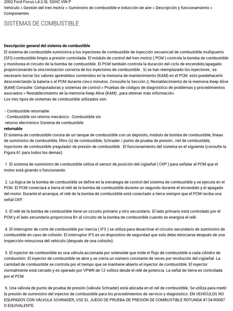 FPDM Ford Focus | PDF | Inyección de combustible | Relé