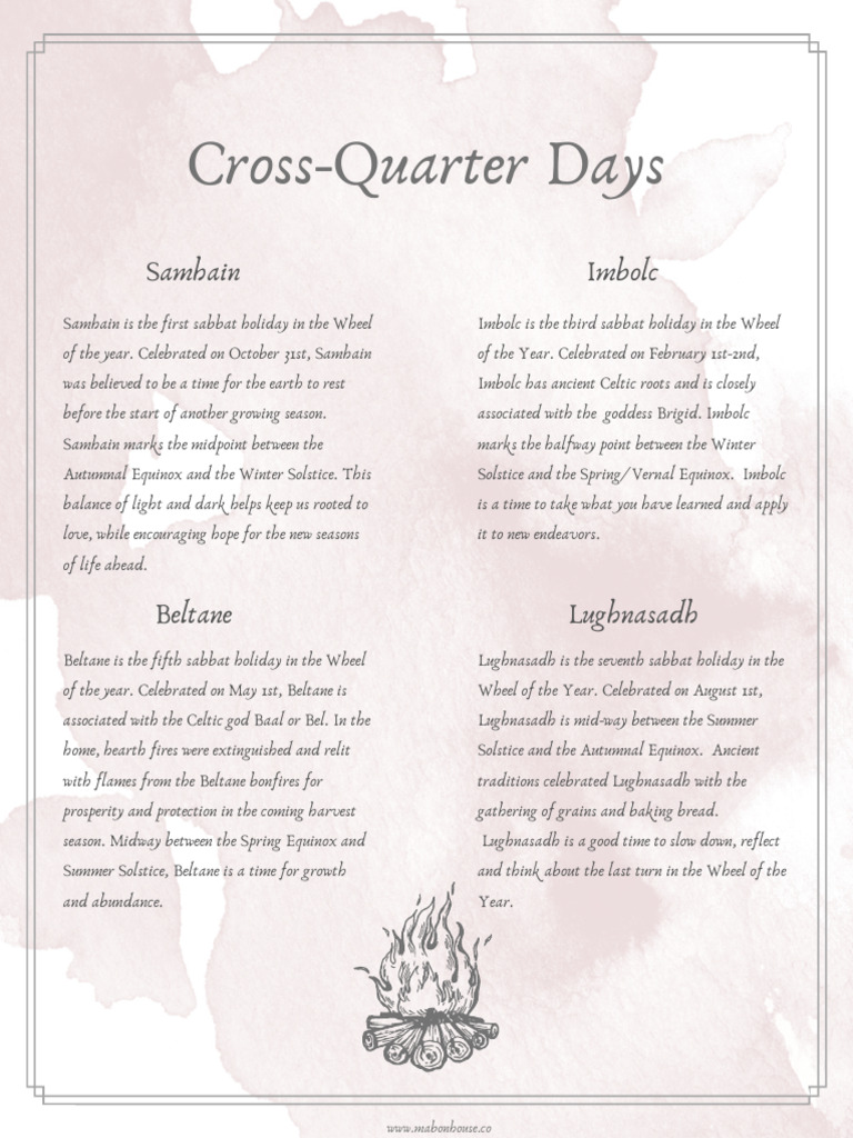 Cross Quarter Days Printable | PDF | Religion & Spirituality