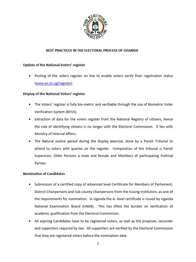 UGANDA_1 | PDF | Voting | Voter Registration