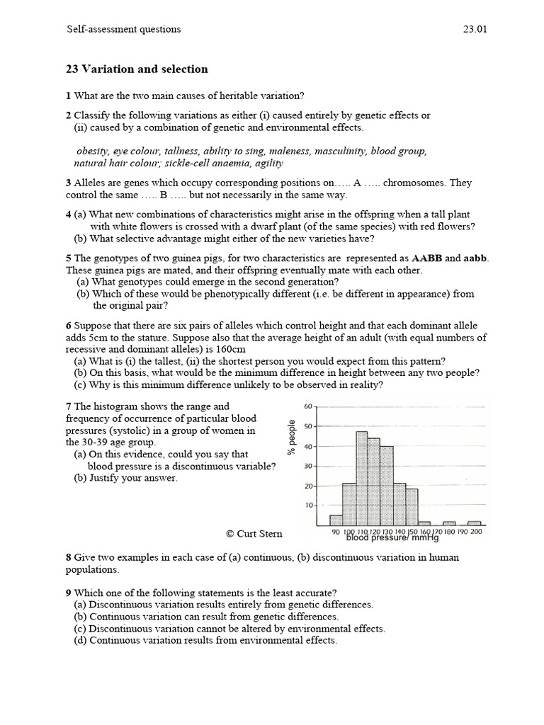 Variation Questions | Download Free PDF | Genotype | Dominance (Genetics)