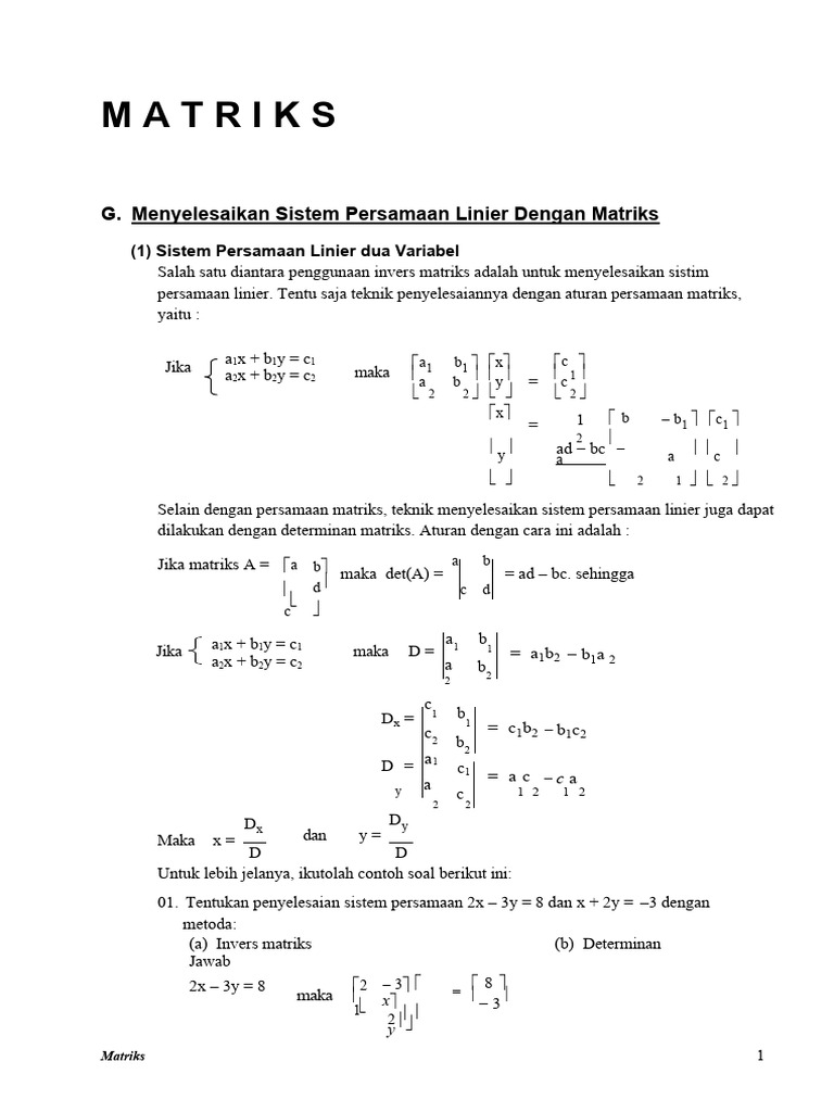 Penyelesaian Sistem Persamaan Linier | PDF