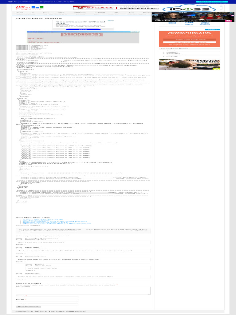 High - Low Game - The Crazy Programmer | PDF | Computing | Information ...