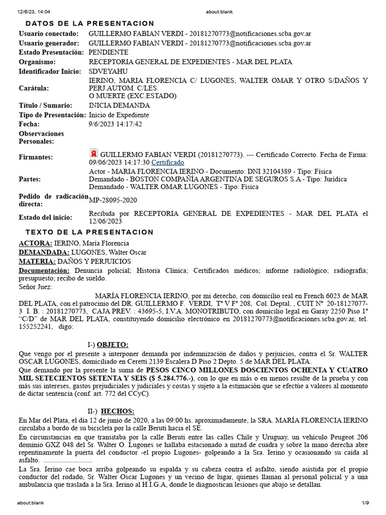 Constancia de Inicio | PDF | Daños y perjuicios | Caso de ley