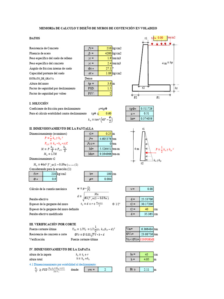 Diseño y Memoria de Calculo Estructural de Muro de Contencion ...