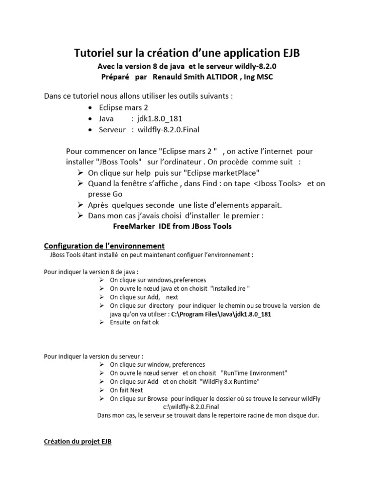 Tutoriel Sur La Création D - Une Application EJB | PDF | Java (Langage de programmation ...