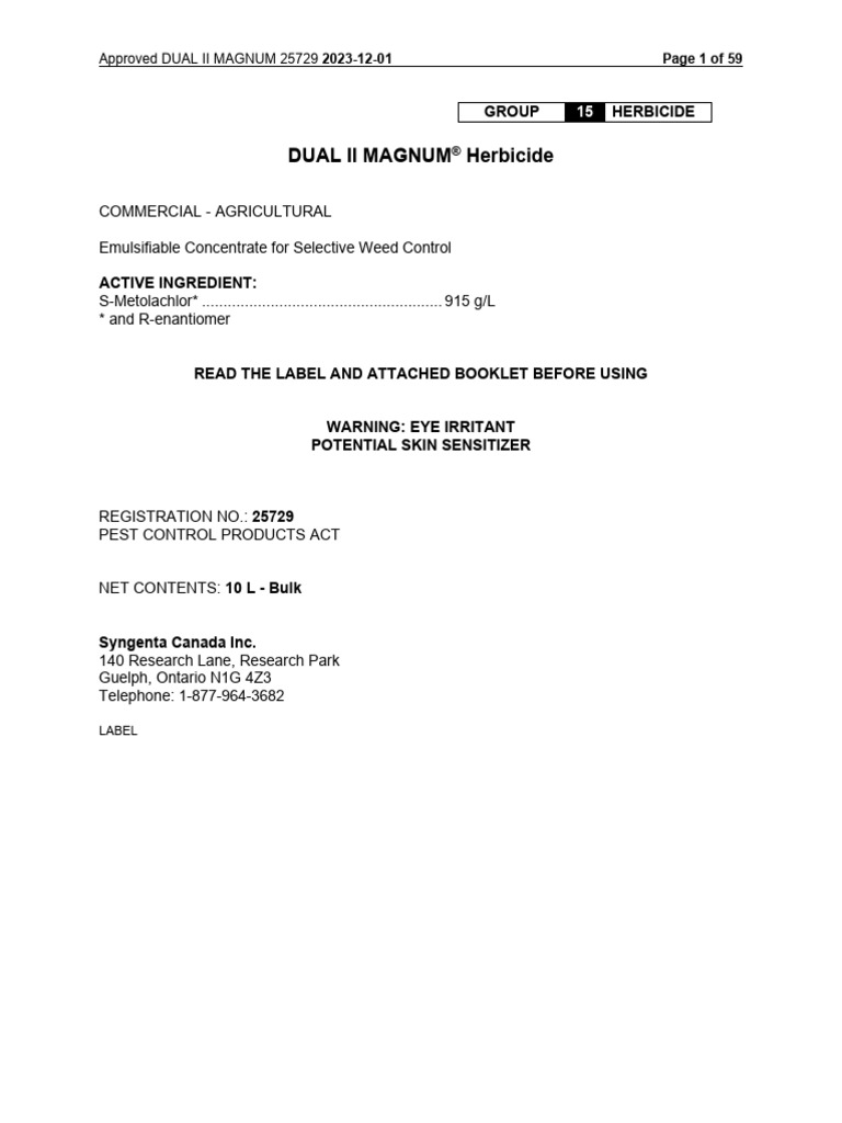 DUAL II Magnum 25729 en Pamphlet | PDF | Herbicide | Weed