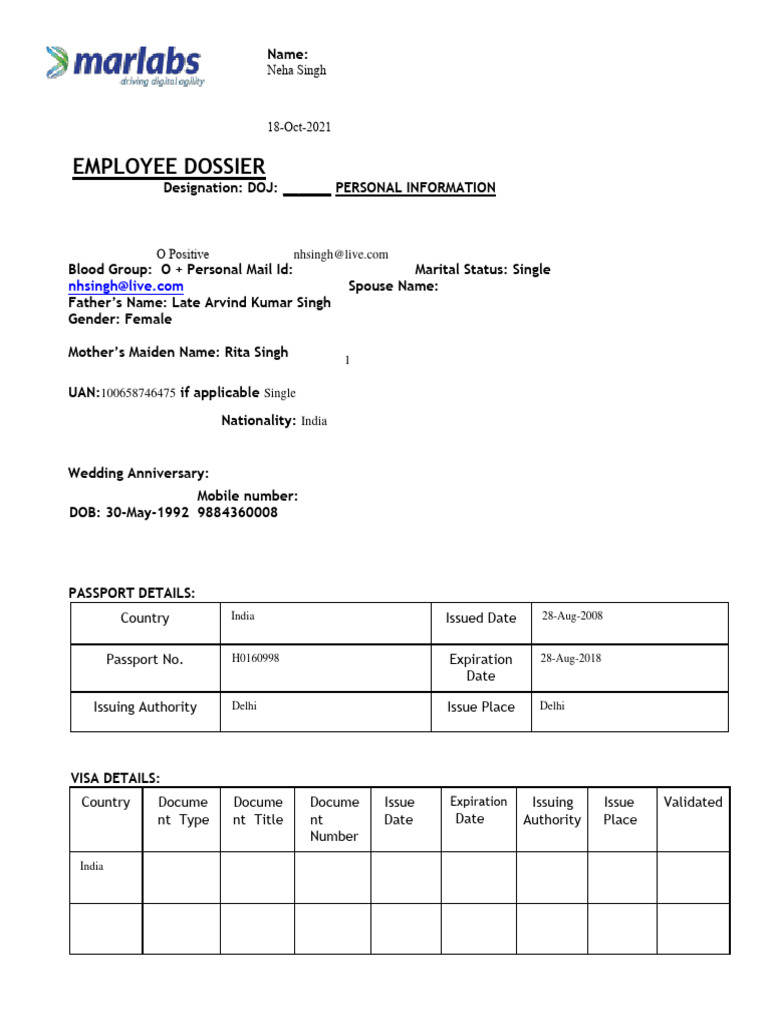Employee Dossier | PDF | Government And Personhood