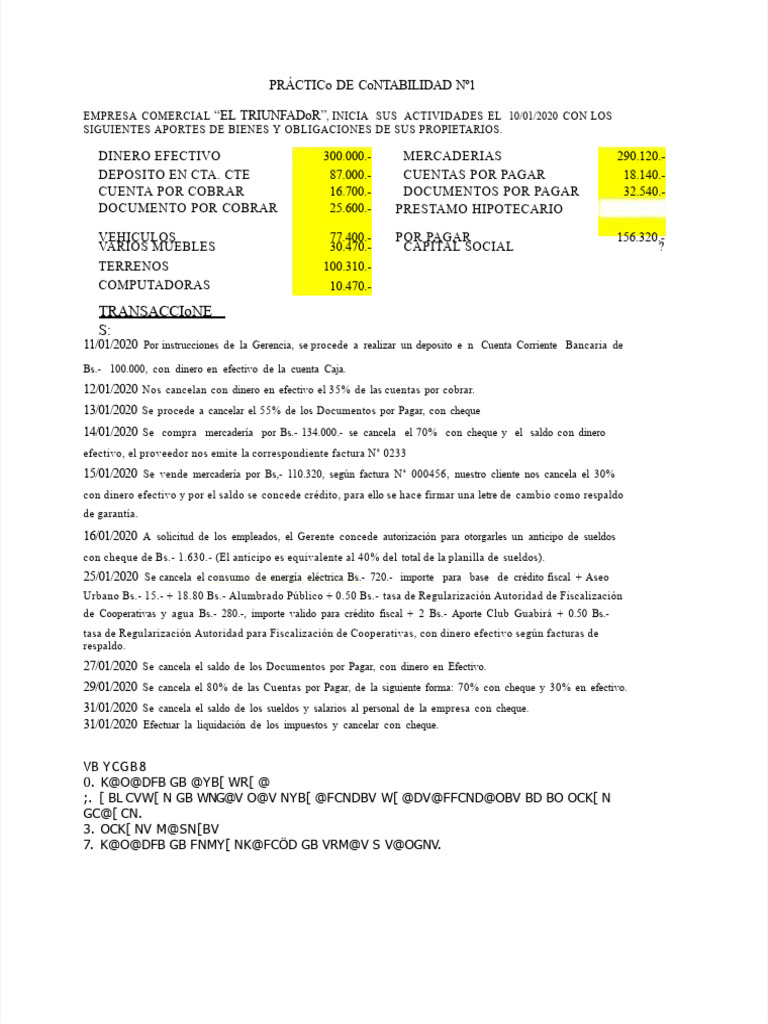 PDF Practico No 1 de Contabilidad Resuelto | PDF | Dinero | Bancos
