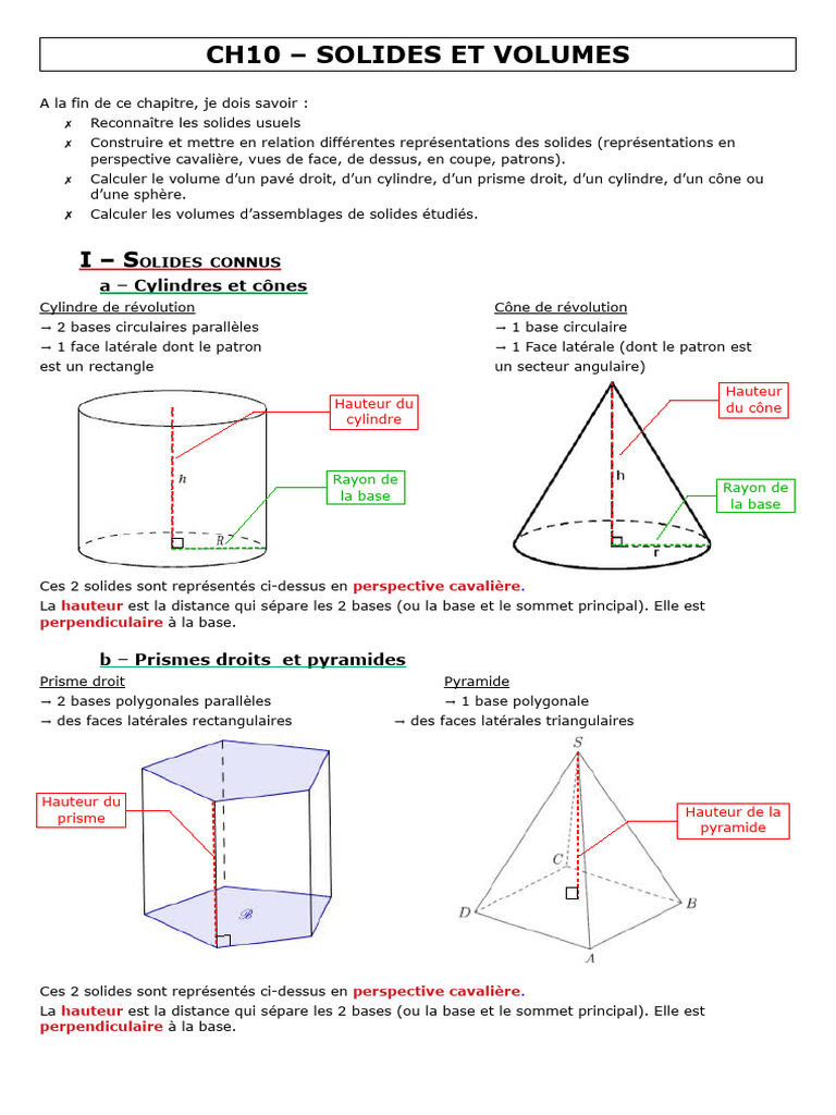 Calcul des volumes des solides | PDF | Formes géométriques | Géométrie ...