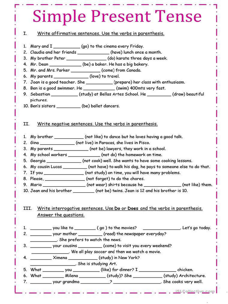 Simple Present Tense Exercises 1 | PDF