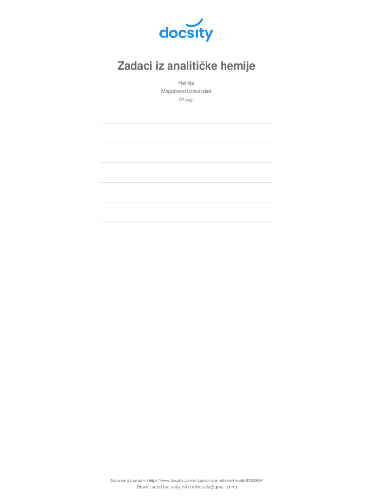Docsity Zadaci Iz Analiticke Hemije | PDF
