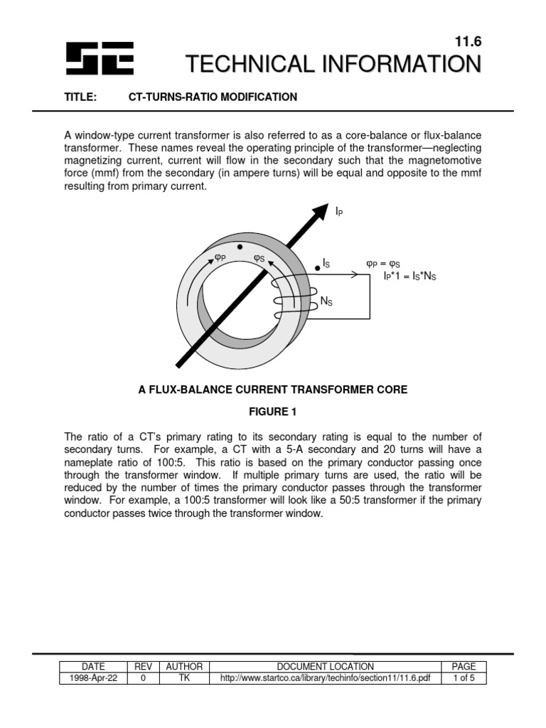 CT Turns Ratio Modification | PDF | Transformer | Electromagnetism