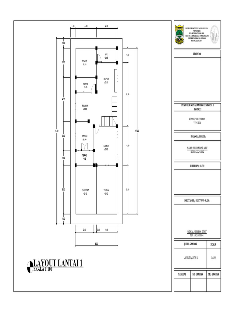 Layout Lantai 1: SKALA 1:100 | PDF