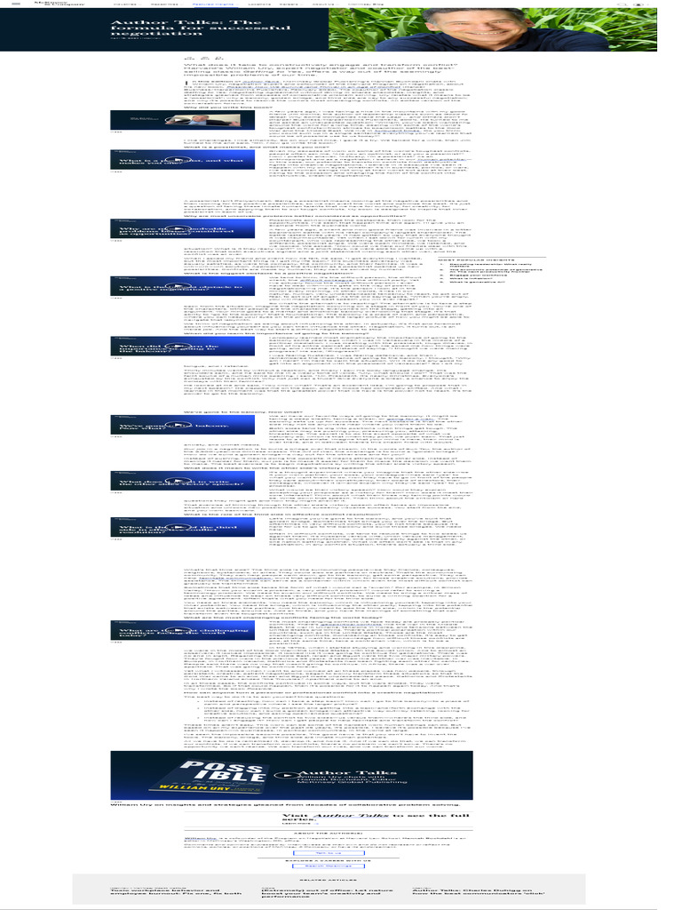 Author Talks: The Formula For Successful Negotiation - McKinsey | PDF | Anger | Negotiation