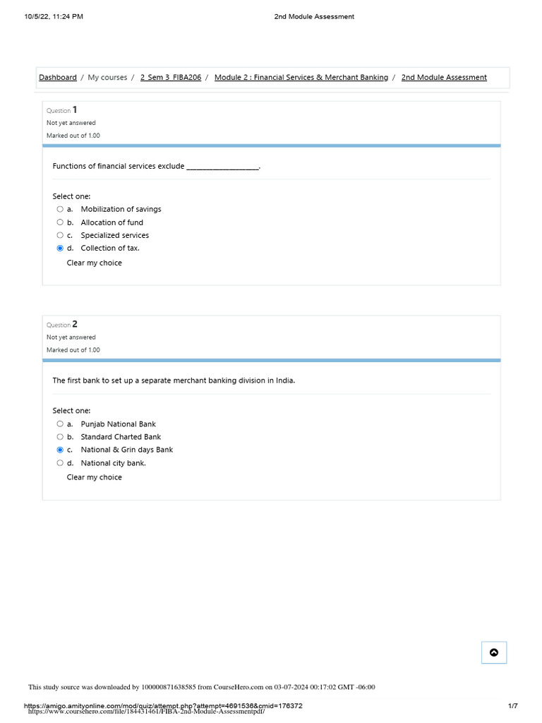 FIBA 2nd Module Assessment.pdf | PDF | Banks | Underwriting