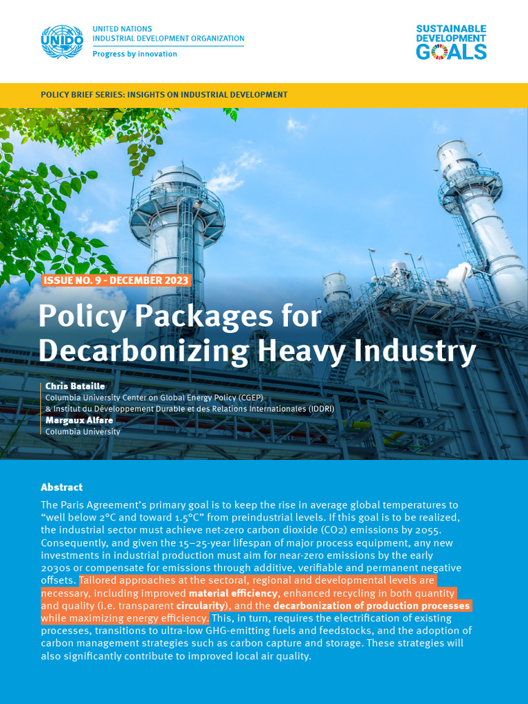 IID Policy Brief 9 - Policy Packages For Decarbonizing Heavy Industry | PDF | Climate Change ...