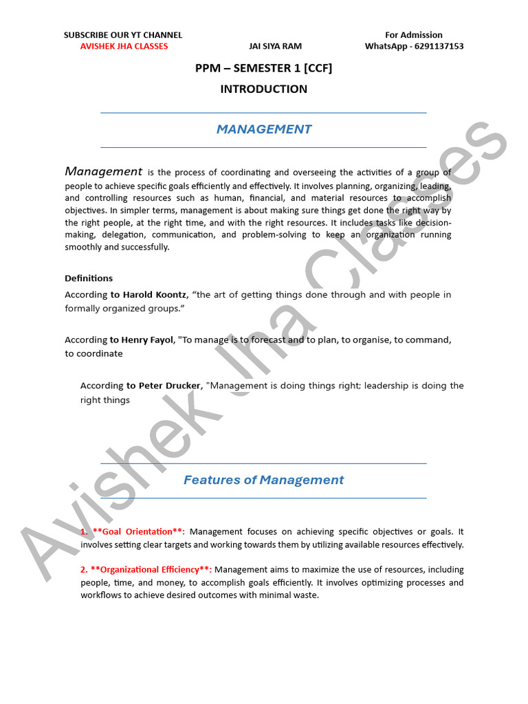 PPM Notes - AJ Classes | PDF | Corporate Social Responsibility | Swot ...