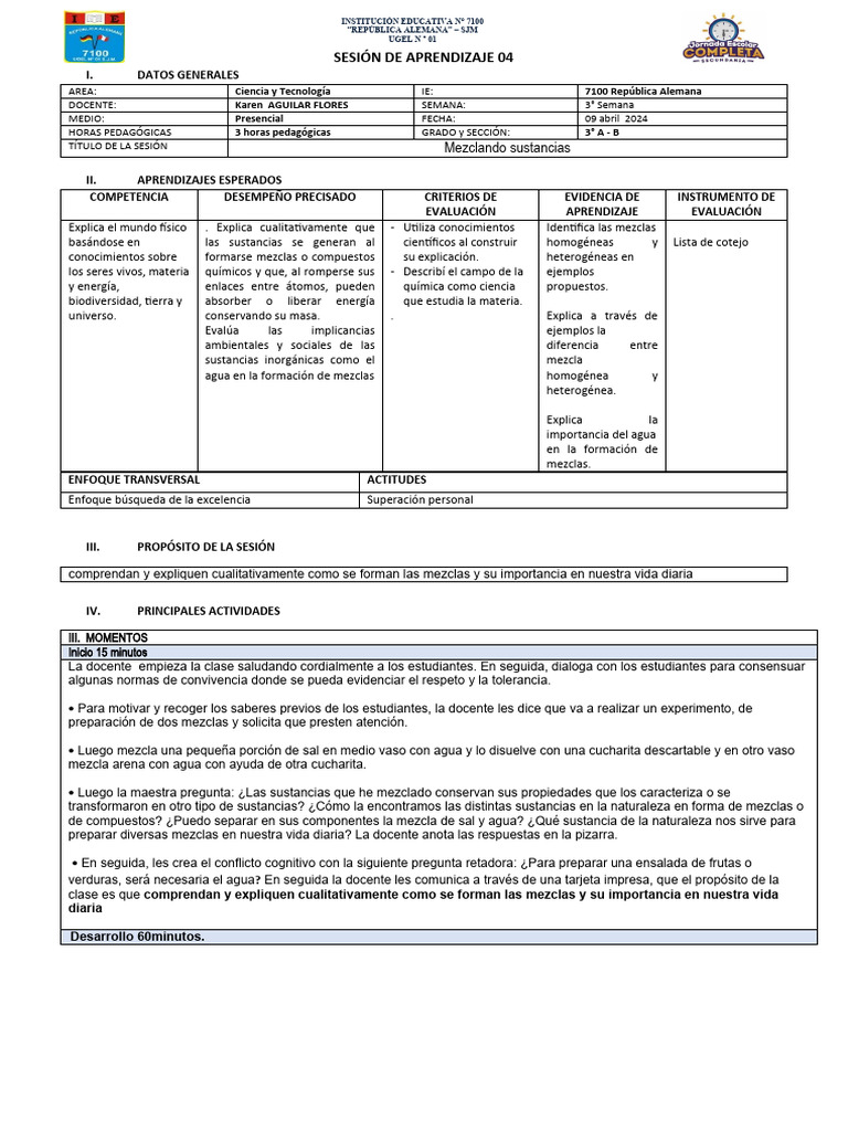 SESION 3 mezclando sustancias | PDF | Importar | Agua SESION 3 mezclando sustancias | PDF | Importar | Agua