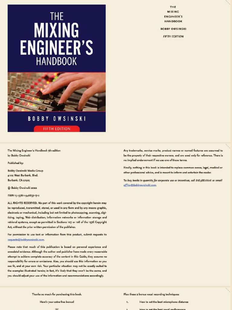 The Mixing Engineer's Handbook 5thedition | PDF